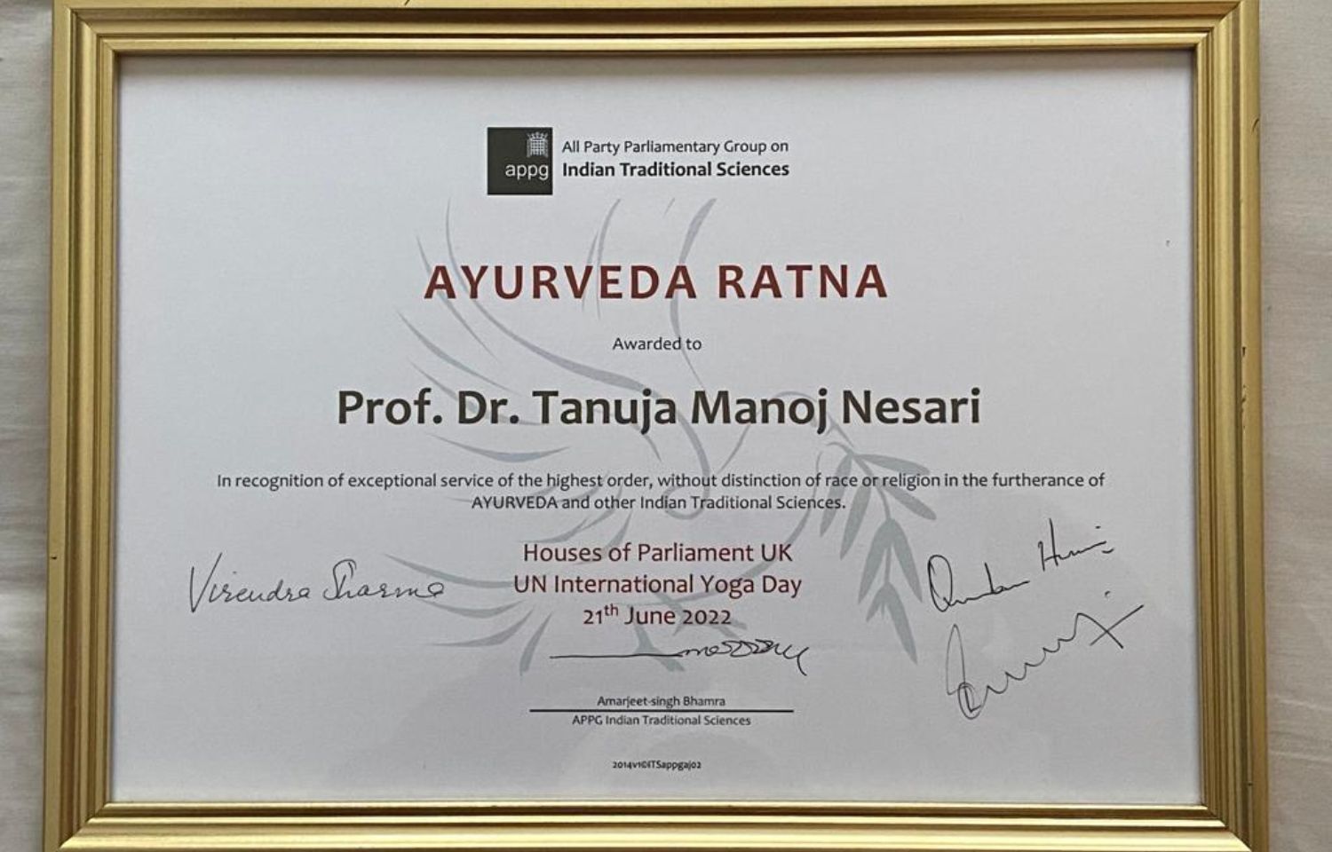 All India Institute of Ayurveda's Director Dr Tanuja Nesari conferred ...